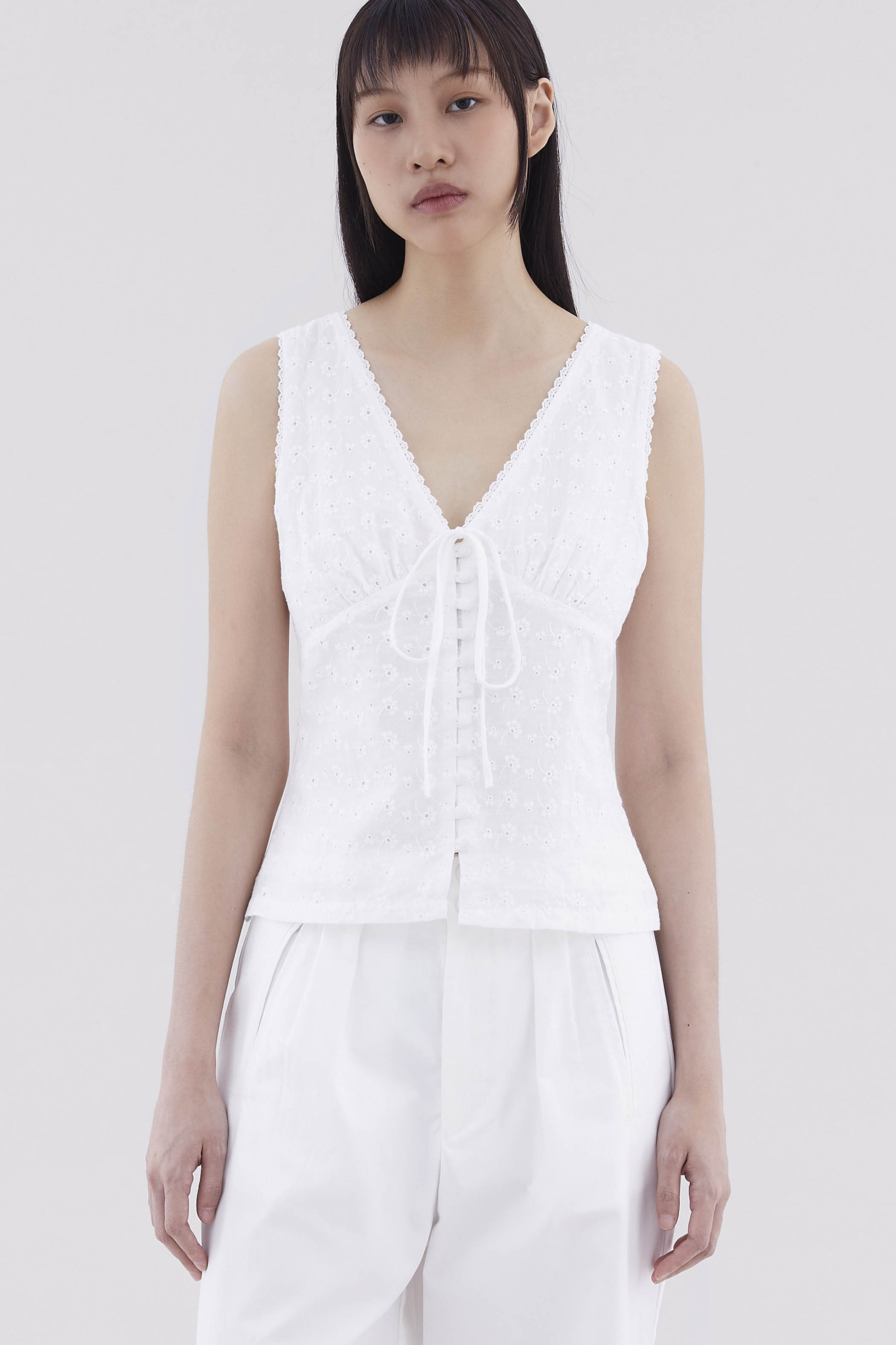 Deskan V-Neck Button-Front Top | The Editor's Market