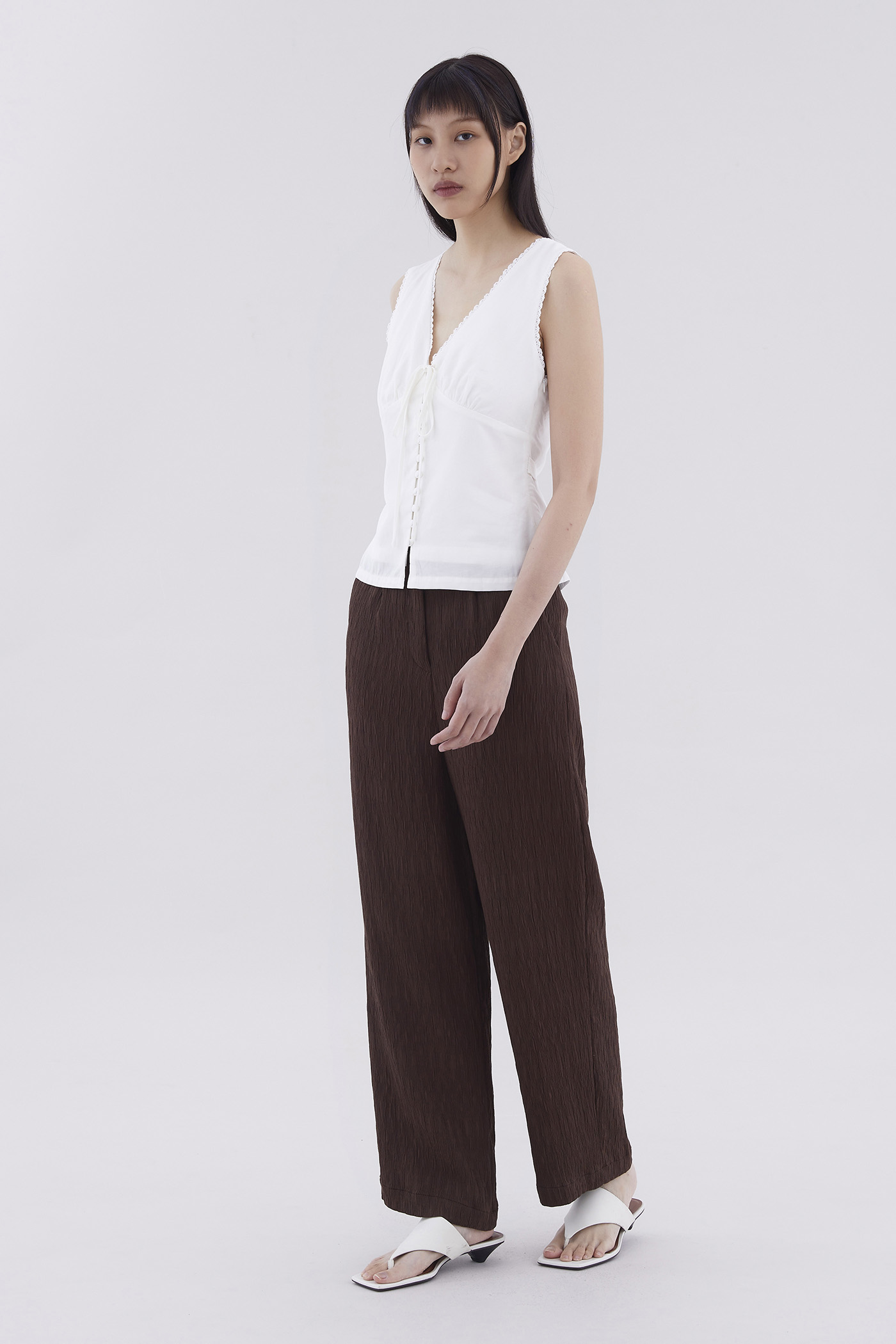 Deskan V-Neck Button-Front Top | The Editor's Market